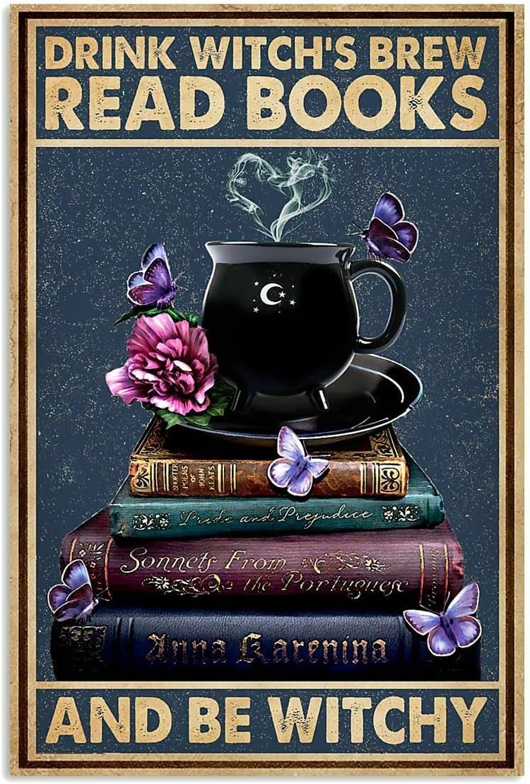 Amazon.com: Drink Witches Brew Read Books Witch Vintage Tin Sign Home ...