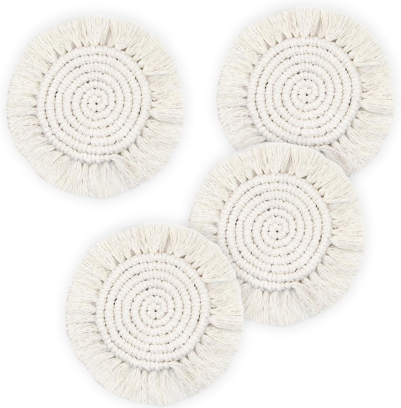 Amazon.com: 2 Pack Macrame 100% Cotton Home Car Coasters Handmade ...