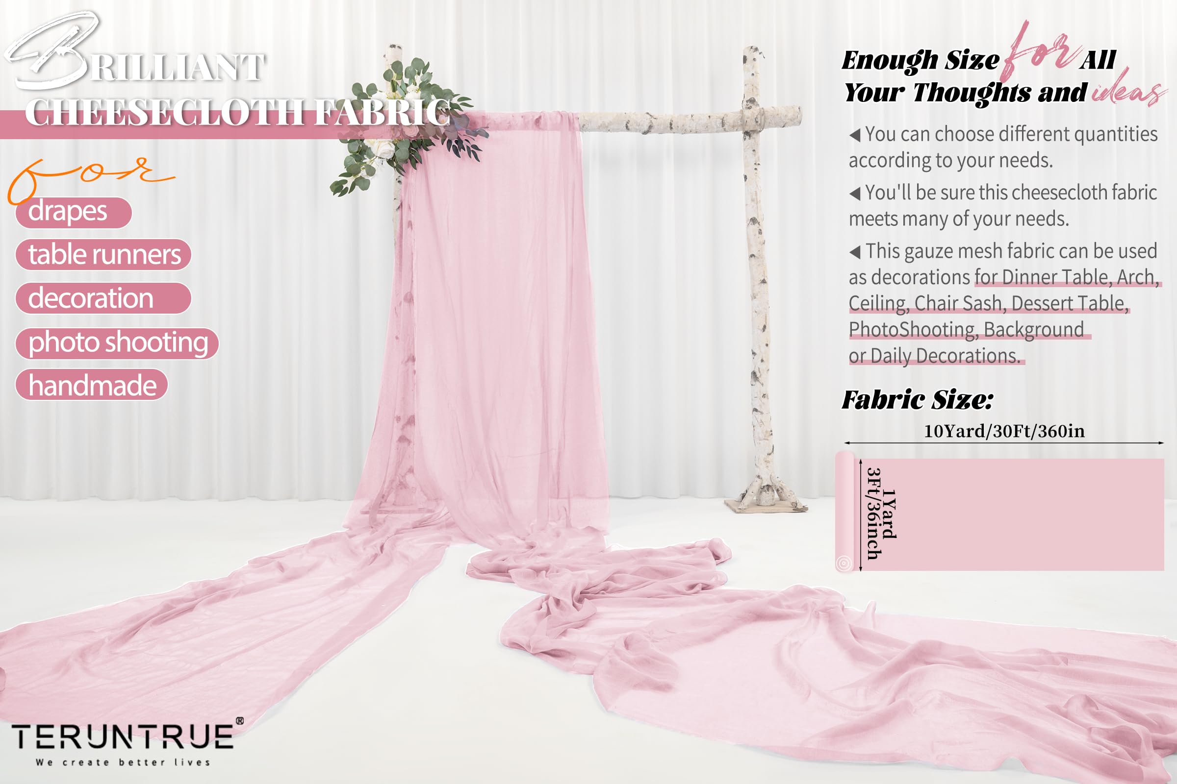 Snapklik.com : Light Pink Wedding Gauze Cheesecloth Fabric, 10 Yard ...