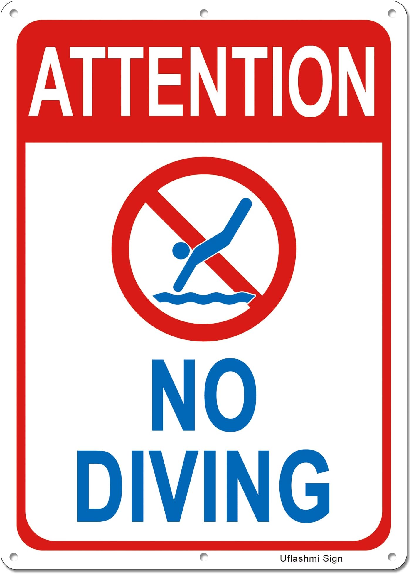 Amazon.com: Uflashmi No Diving Pool Sign, Metal Attention No Diving ...