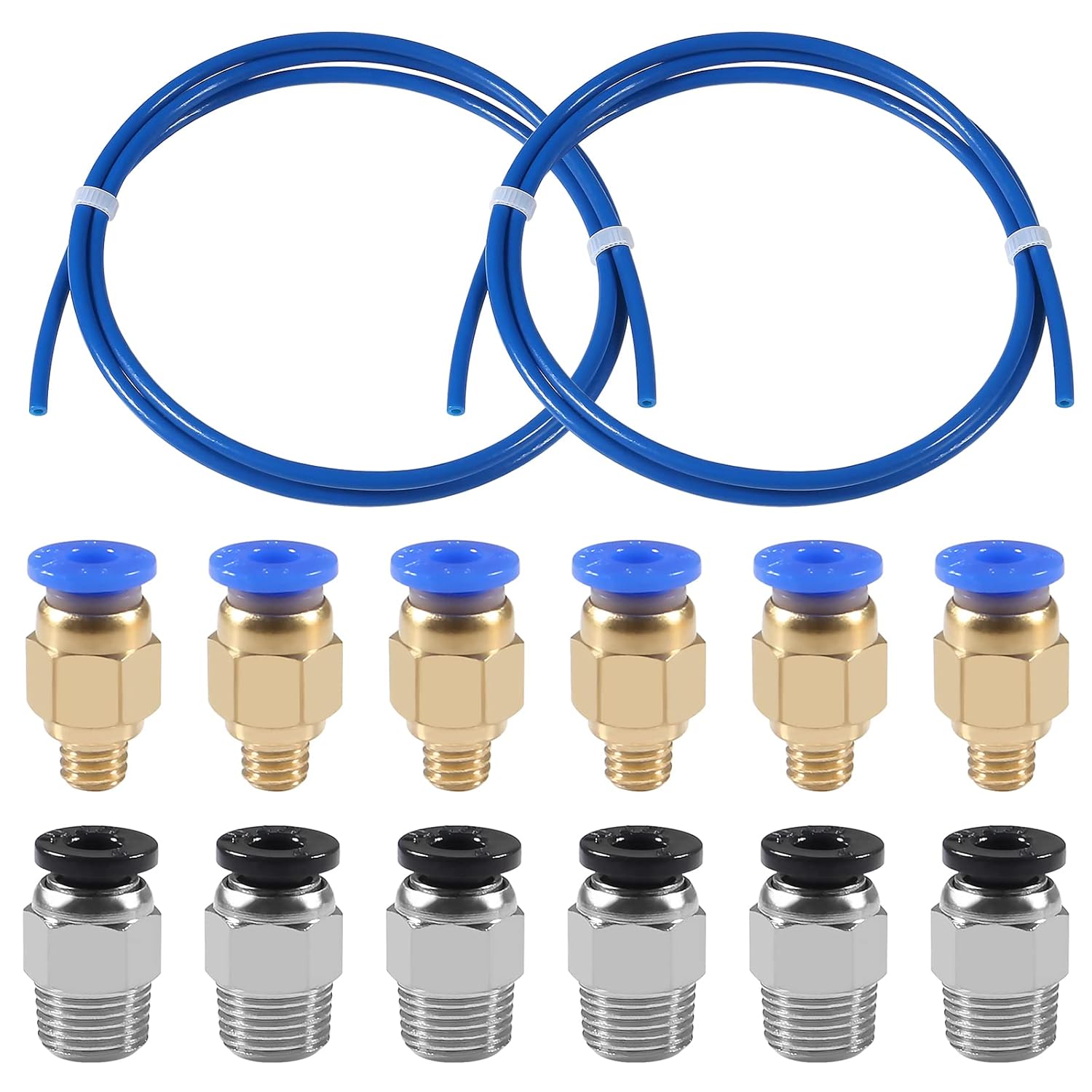 Diitao 12PCS PC4-M6 & PC4-M10 Pneumatic Fitting Push to Connect ...