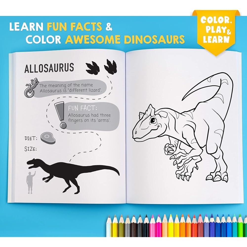 Buy Fun with DINOSAURS: Learning Activity and Coloring Book for Kids ...