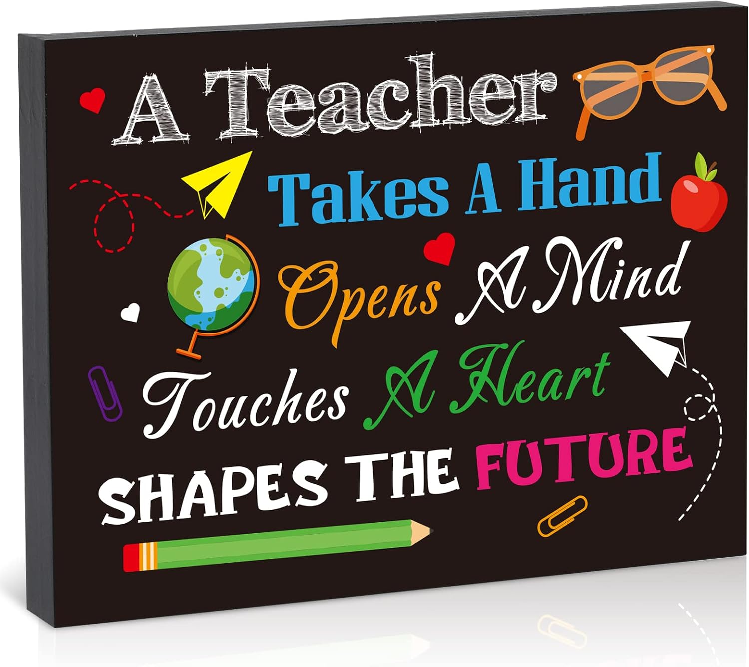 Amazon.com: Teacher Appreciation Desk Wooden Signs Teacher Table ...