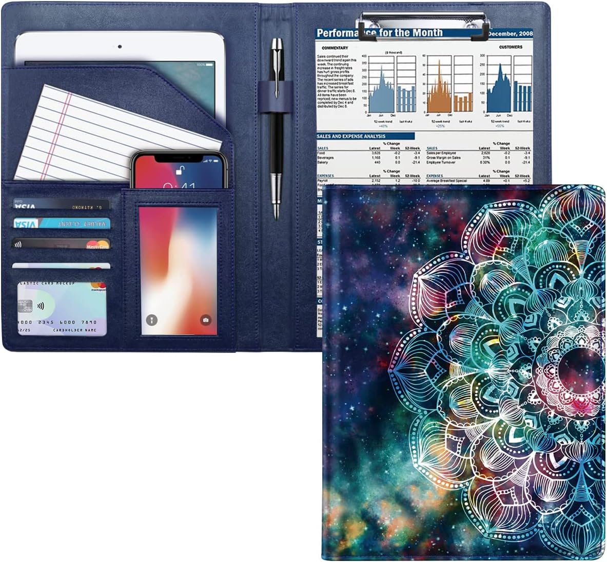 Amazon.com : WAVEYU Business Portfolio Folder for Men Women, Padfolio ...