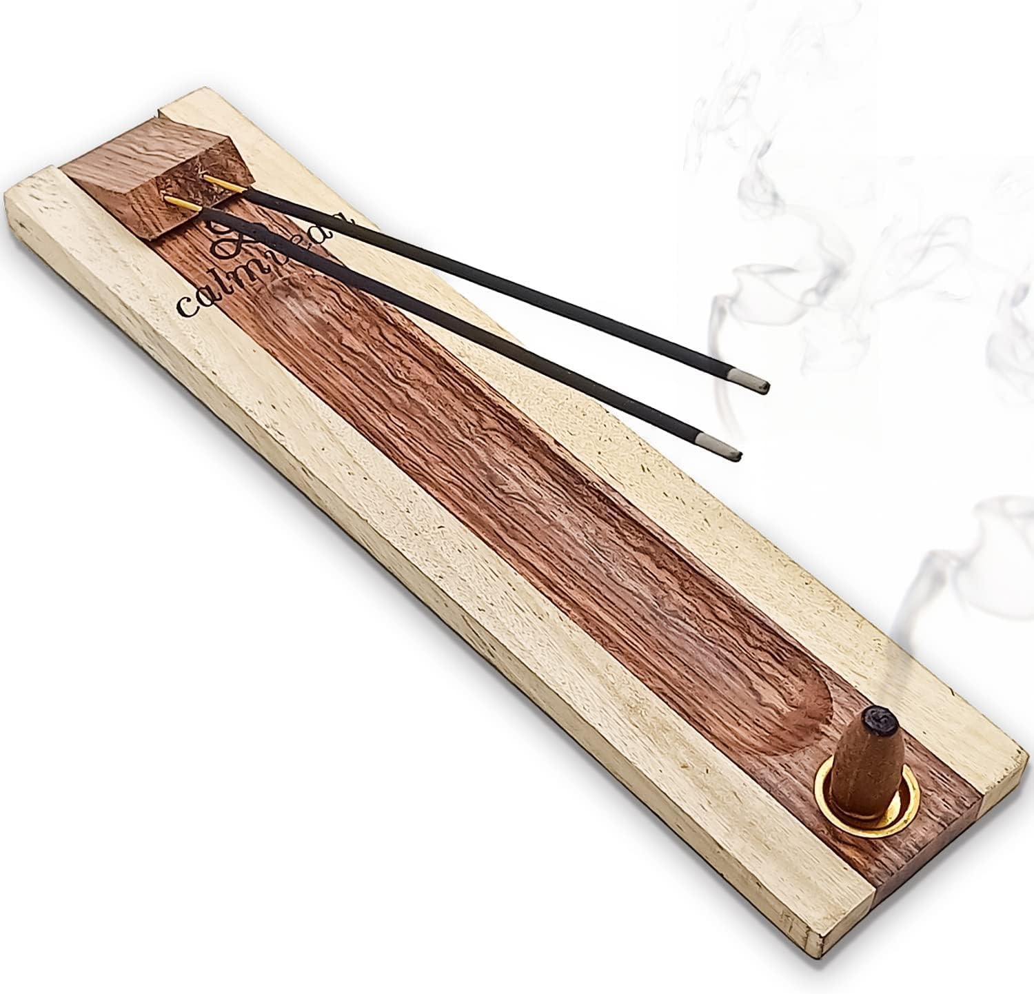 Pure Source India Natural Wood Incense Holder and Ash Catcher (11 X 4 ...