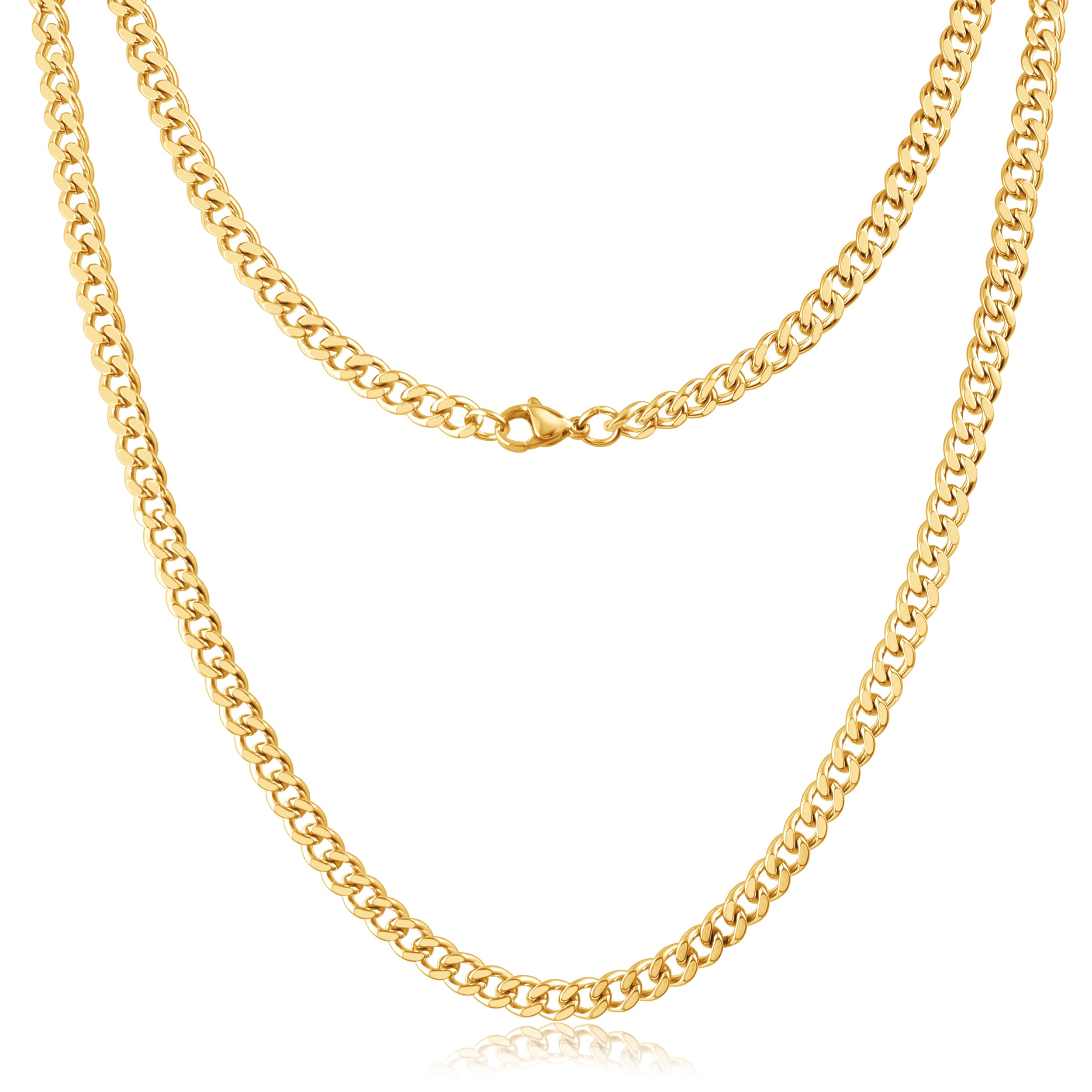 Snapklik.com : 5mm Extra Long Gold Chain For Men 14K Gold Cuban Link ...