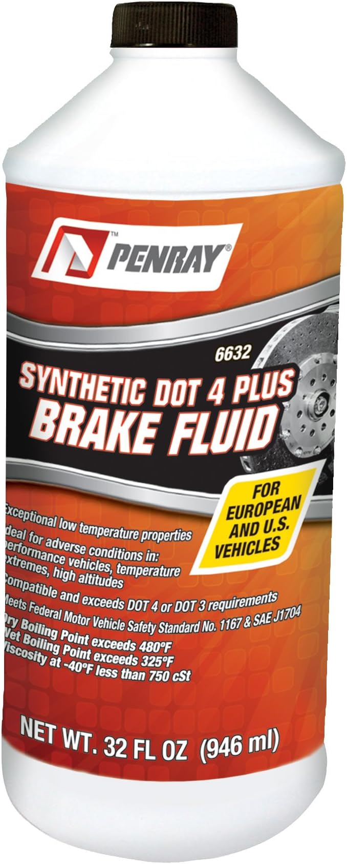 Amazon.com: Penray 6632 Synthetic HD DOT 4 Plus Brake Fluid, 32 fl. oz ...