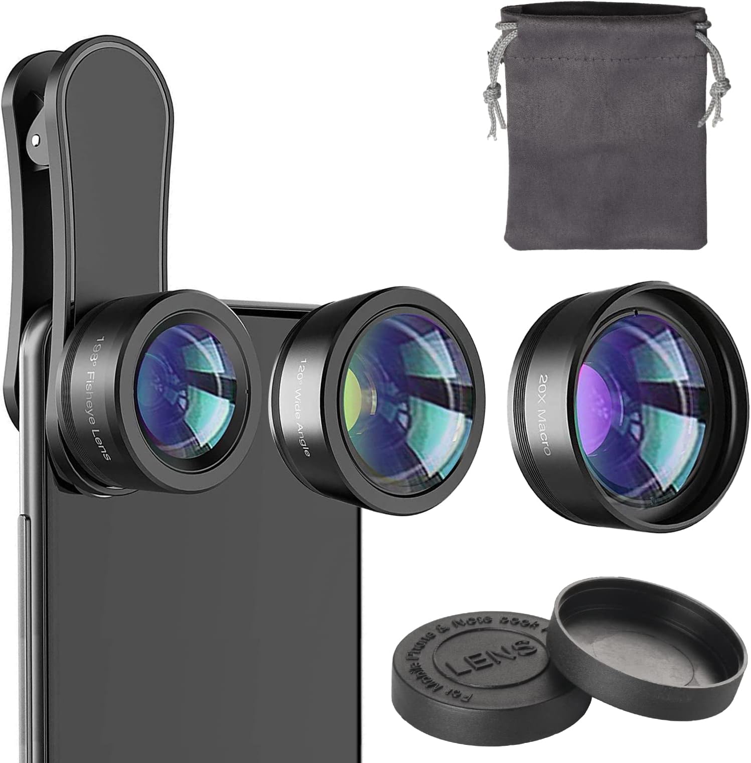 Amazon.com: ZEYUMEE 3-in-1 Kit: 120 Super Wide Angle, 198 Fisheye, 20x ...