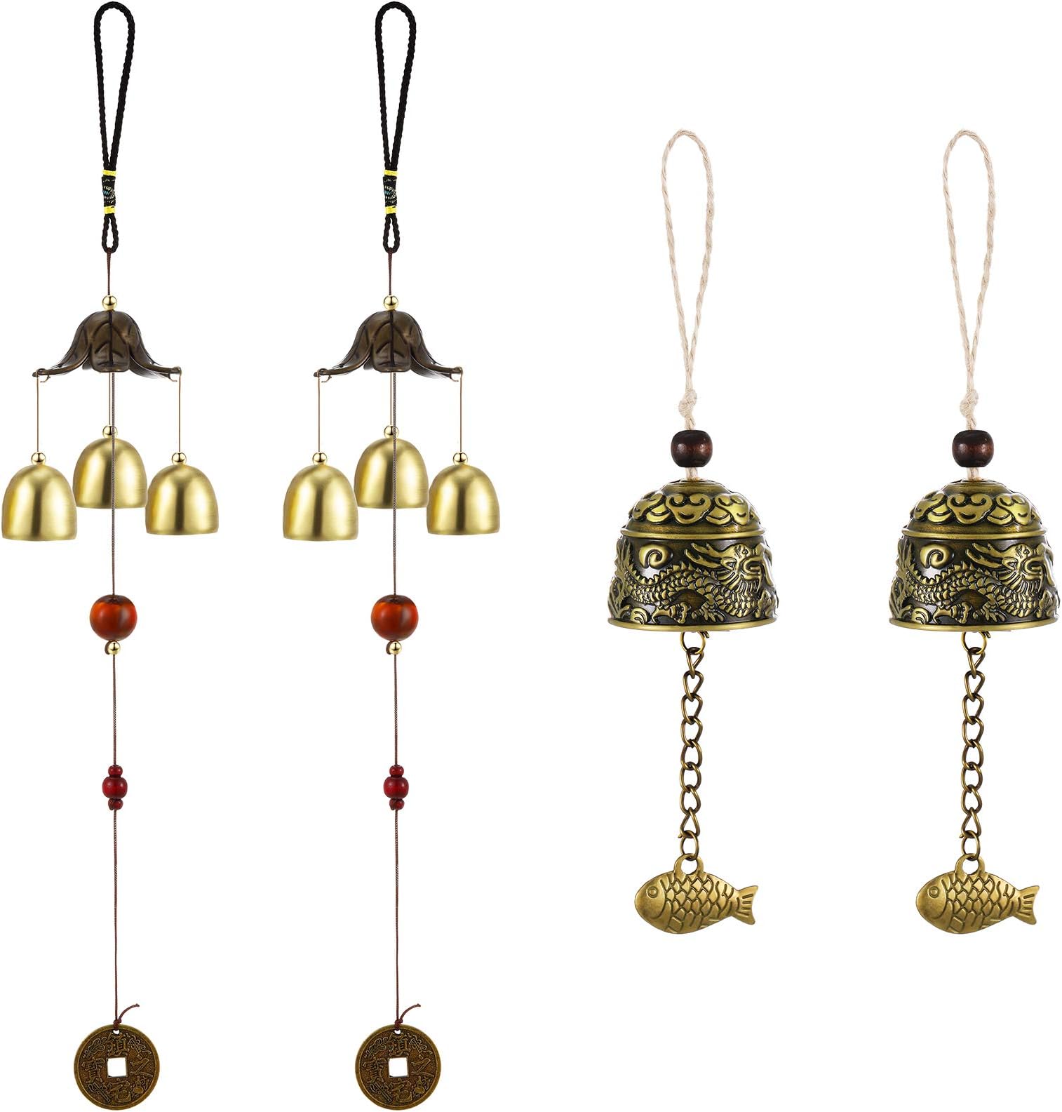 Amazon.com: 2 Pieces Fengshui Bell Vintage Dragon Bell Fengshui Wind ...
