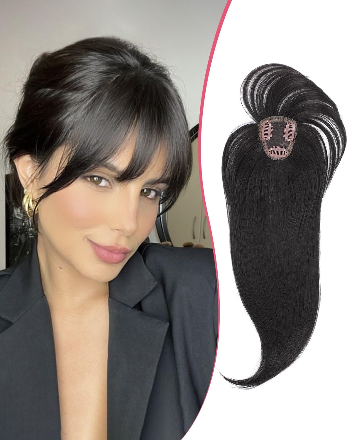 Amazon.com : Molefi Clip in Bangs 360° Cover Fake Bangs 18Inch Clip on ...