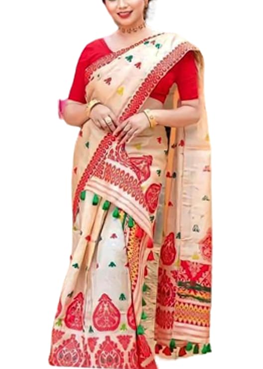 Buy Women`s Assamese Mekhela Sador Santal Panchi Lungi Parhar Fabric of ...