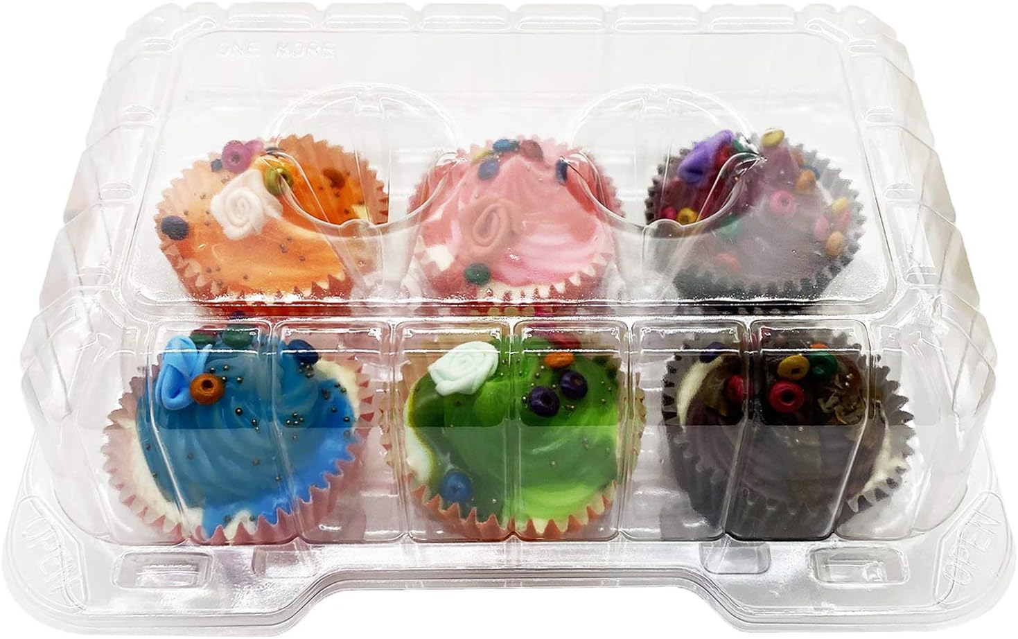 Amazon.com: 4 Compartment Cupcake Boxes | Clear Plastic Cupcake ...