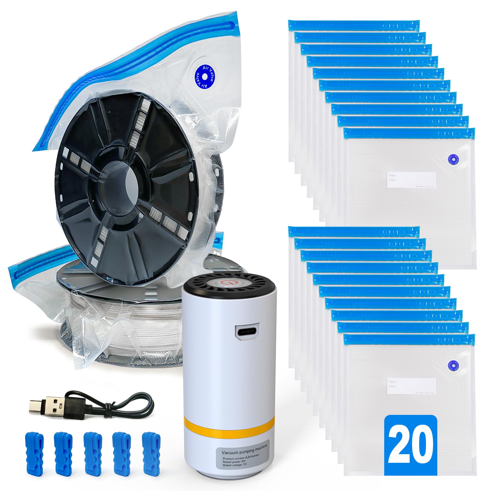 Amazon.com: 3D Filament Storage Kit with Electric Pump – Includes 20 ...