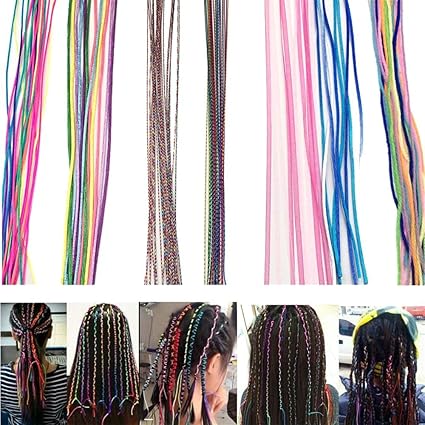 56Pcs Colorful Hair Strings Tinsel Extensions Party Highlights Glitter ...