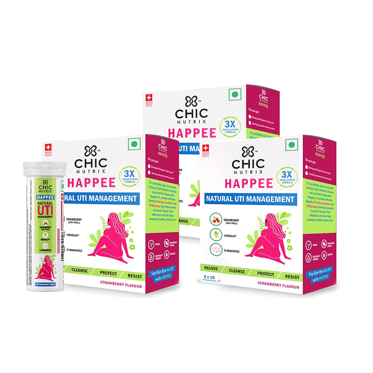 Buy Chicnutrix Happee - UTI Drink - Cranberry Juice with Ursolia ad D ...