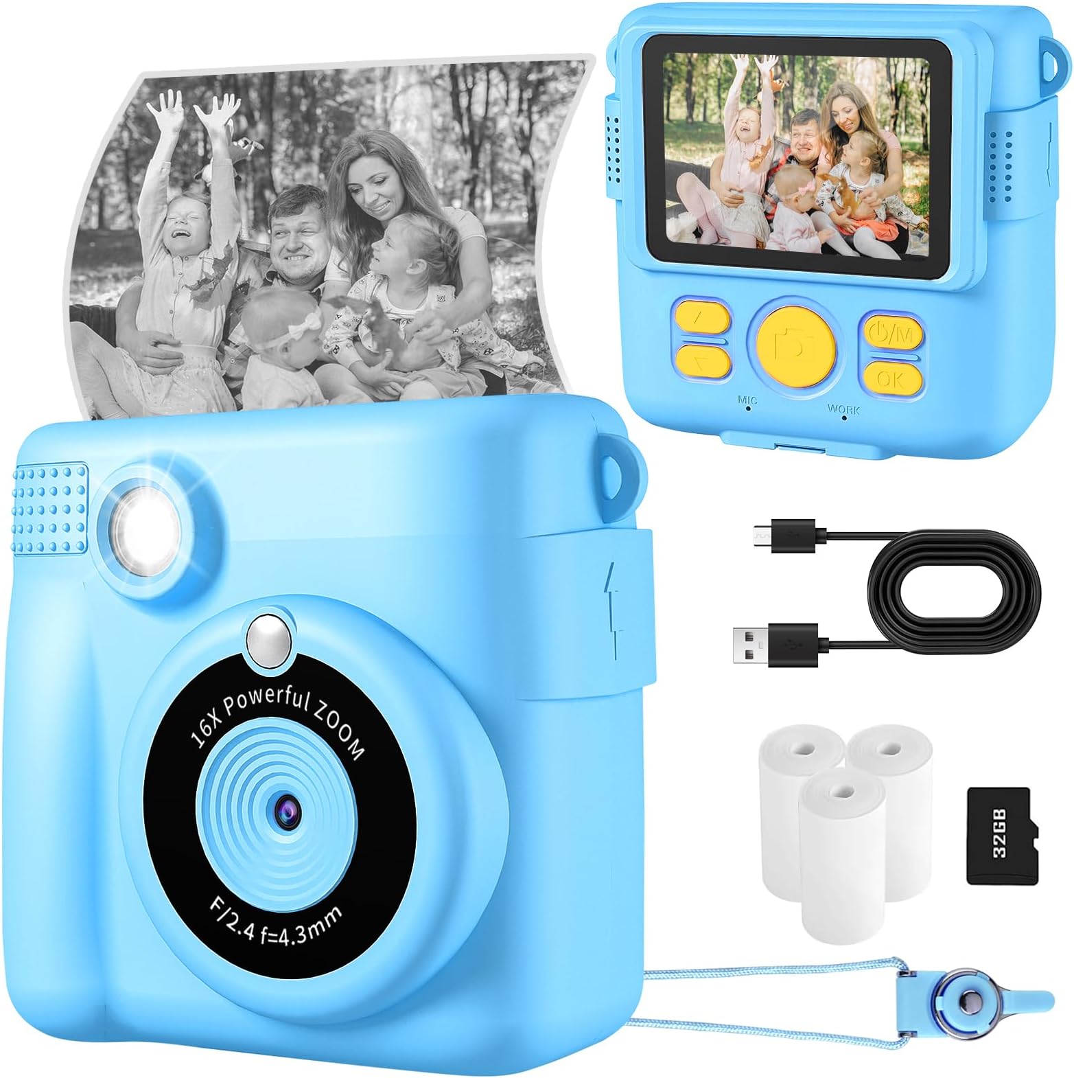 Amazon.com : Kids Instant Camera, Mijiaowatch 12MP/1080P Kids Digital ...