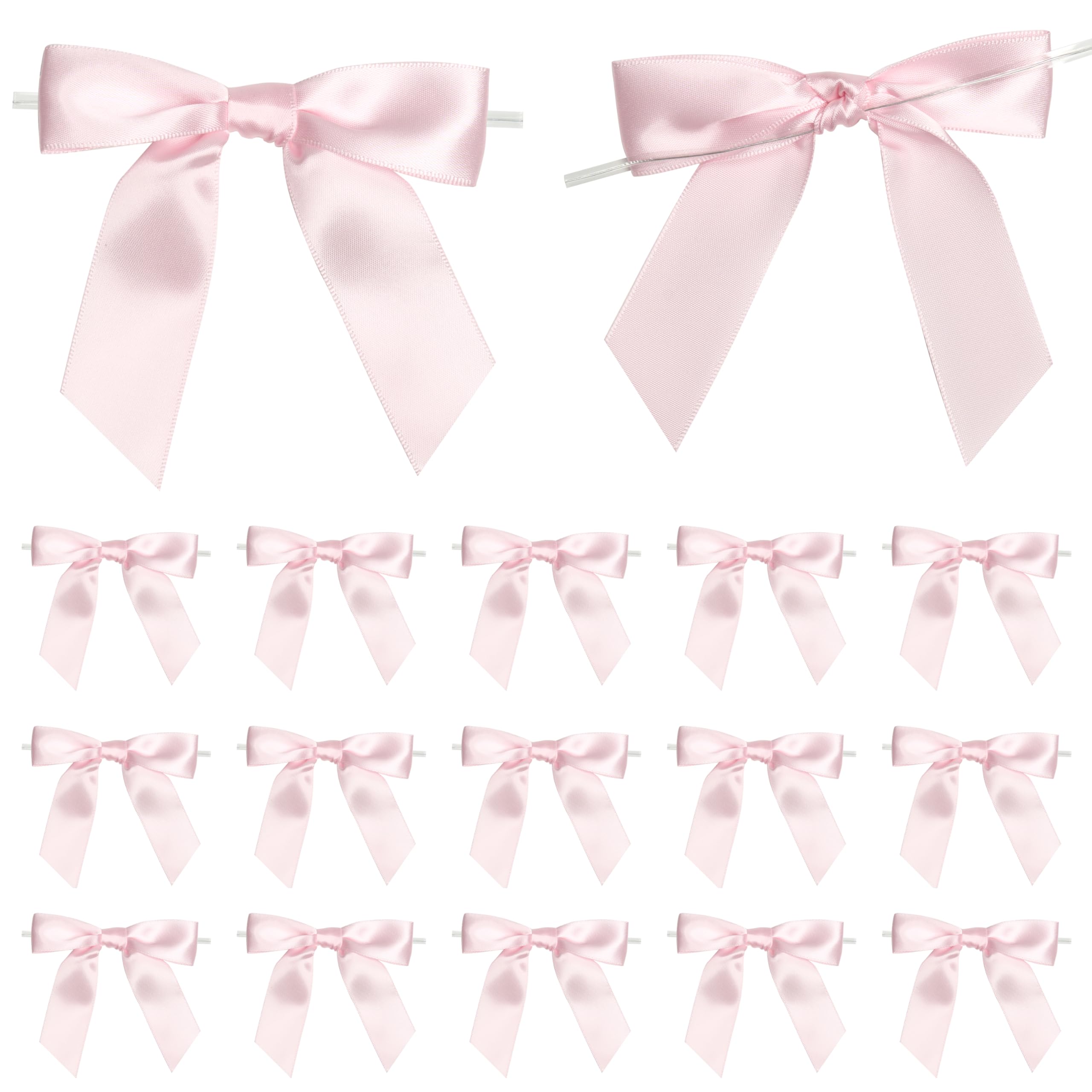 Amazon.com: LIZLOVESS Baby Pink Twist Tie Bows for Treat Bags 3.5" Pre ...