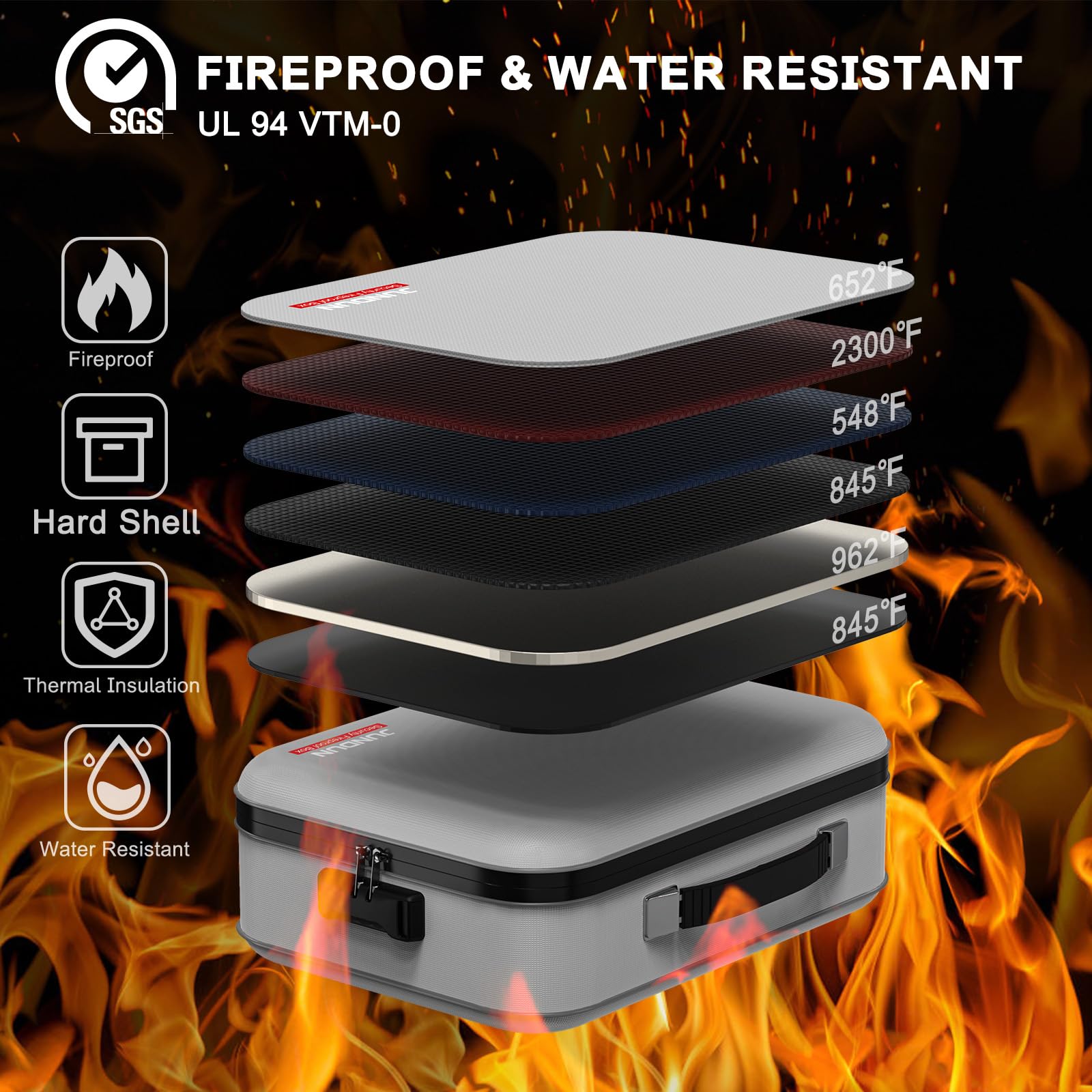 Snapklik.com : Fireproof Box,Hard Shell Fireproof Safe Box