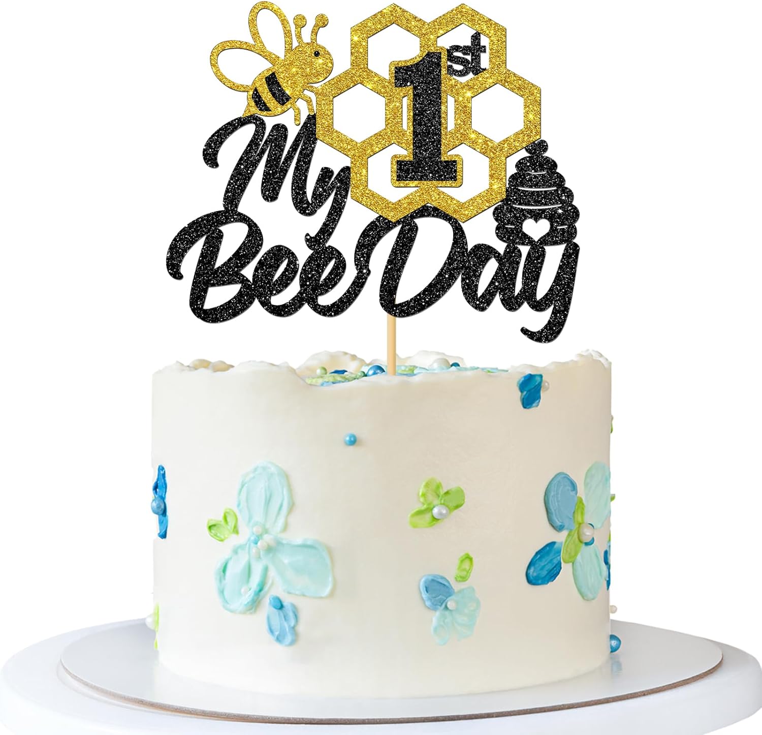 Amazon.com: RoadSea My 1st Bee Day Cake Topper - Bee Theme Baby Shower ...