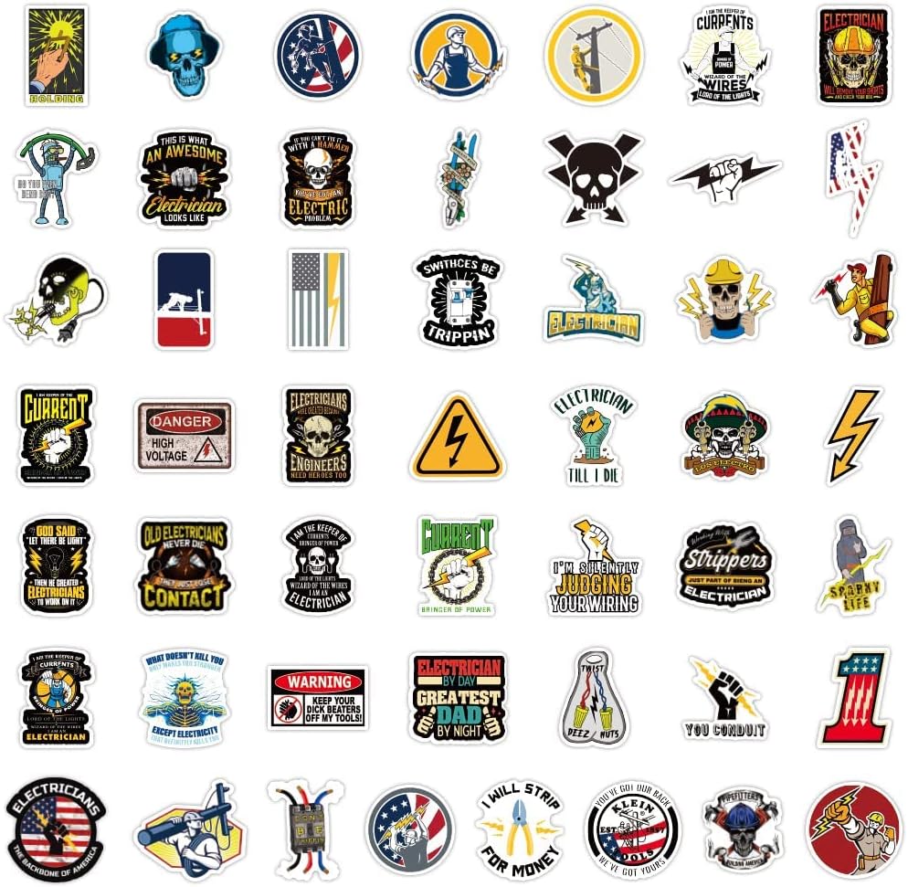 100 Pcs Electrician and Welding Worker Stickers, Vinyl Waterproof ...