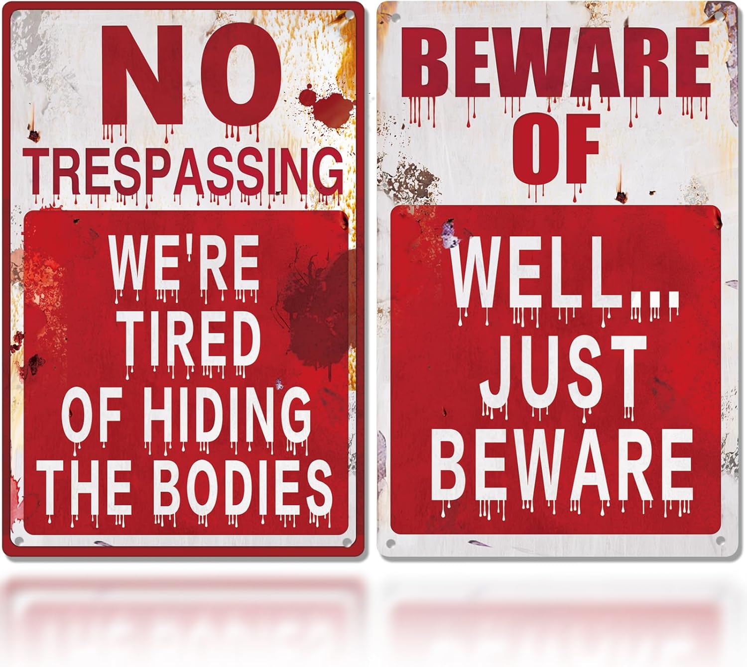 Amazon.com : Halloween Decorations Signs,2Pcs NO TRESPASSING WE'RE ...