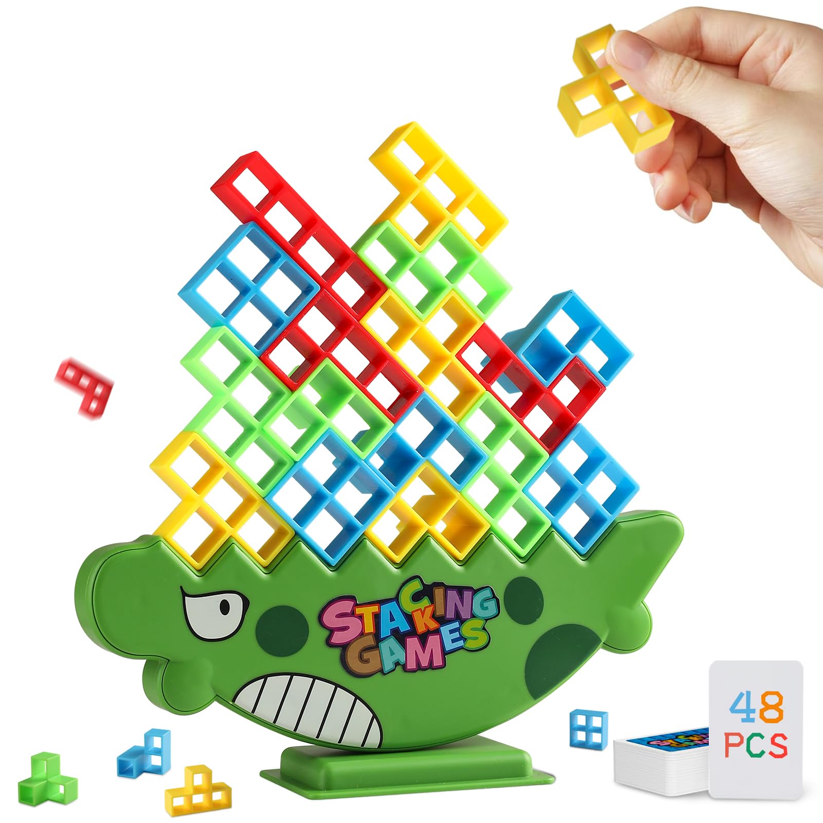 collee Tetra Tower Game for Kids & Adult,Stacking Blocks Board Game for ...