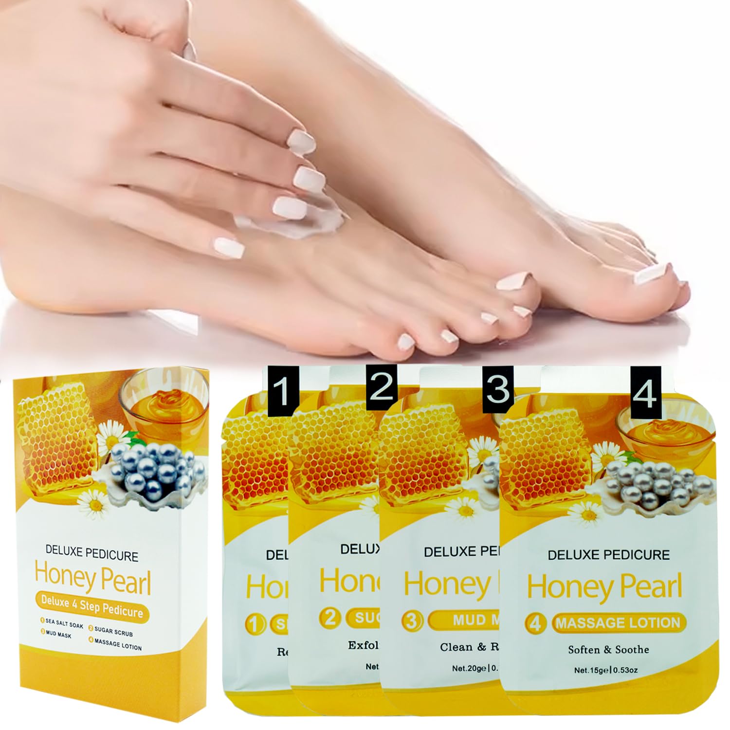 Amazon.com: LVKN Deluxe pedicure 4 step in a Box, Honey Pearl-10 Sets ...
