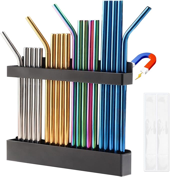 Amazon.com: Magnetic Straw Holder for Cabinet Door - Compact Straws ...