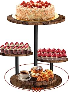 Amazon.com | GHWMYD Cupcake Tiered Tray Stand, 360°Rotatable 4 Tier ...