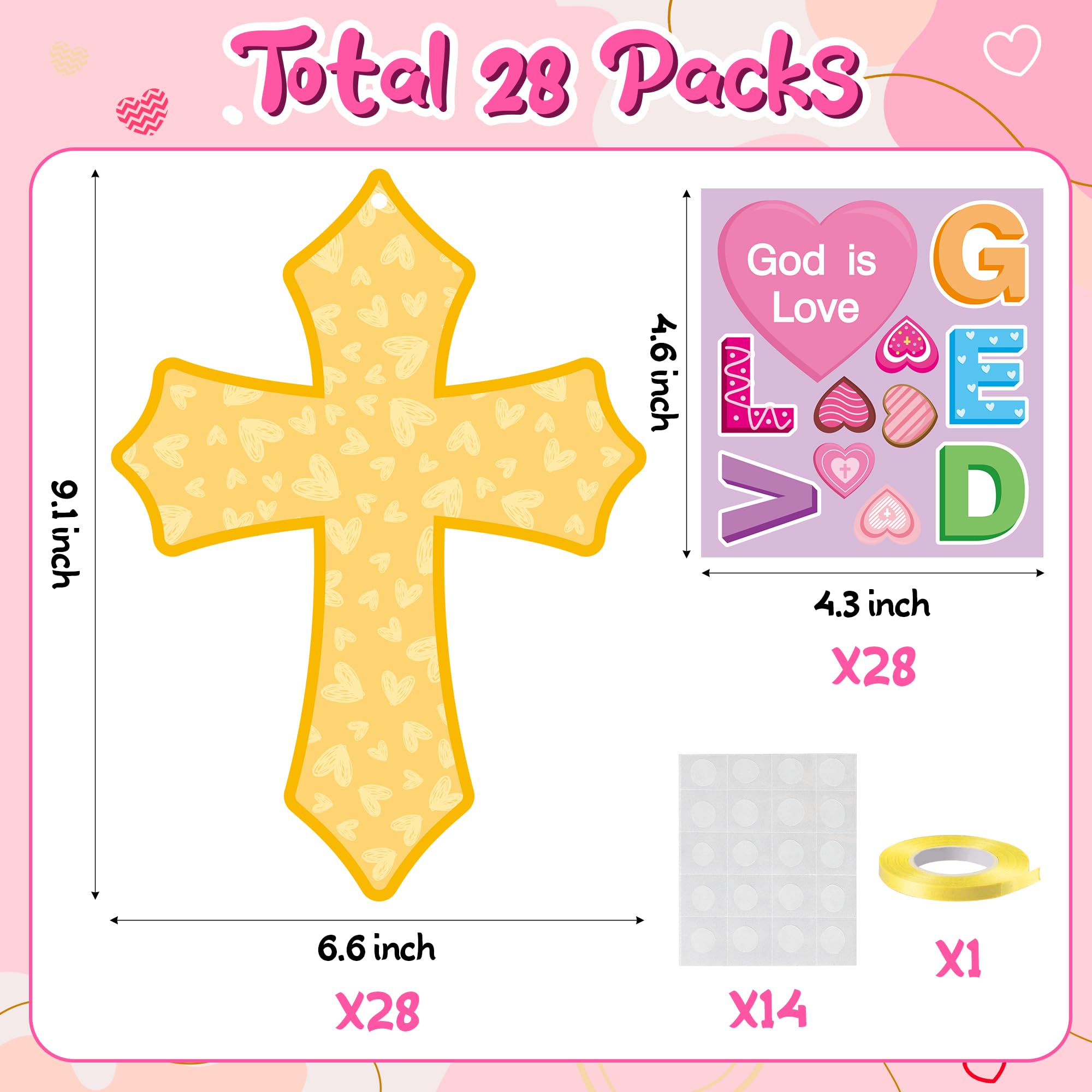Snapklik.com : Valentines Day God Is Love Cross Craft Kit - 28 Pack ...