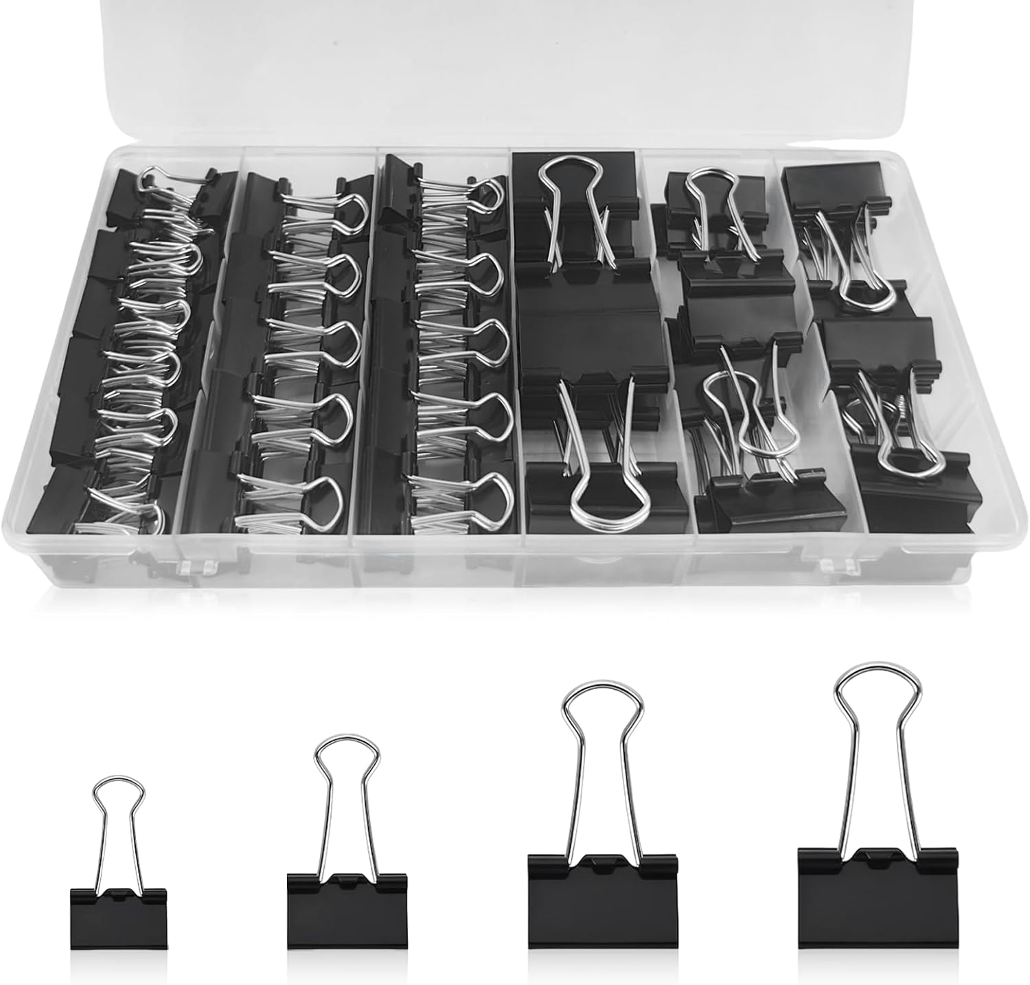 Amazon.com : 110PCS Black Binder Clips Assorted Sizes,4 Sizes Large ...
