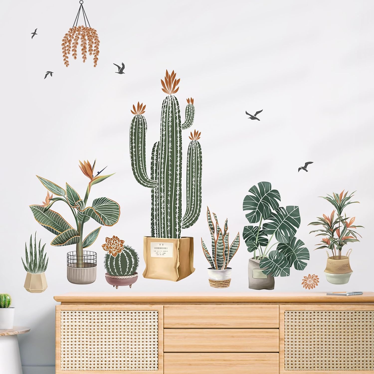 Amazon.com: decalmile Boho Cactus Wall Decals Tropical Potted Plants ...