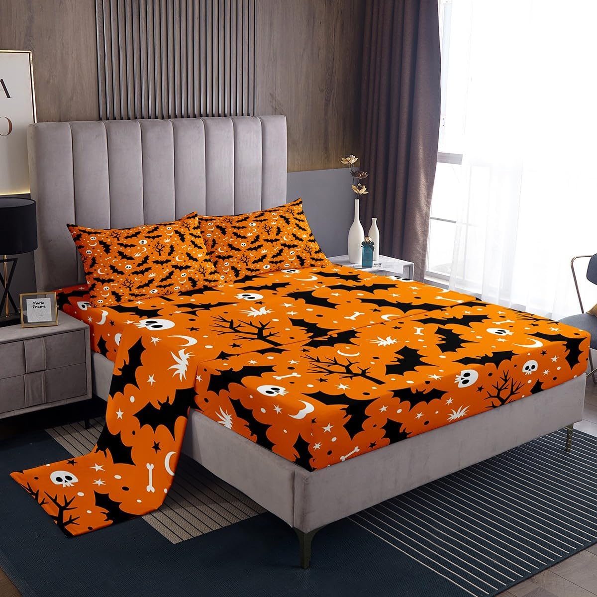 Feelyou Halloween Bed Sheet Set Queen Size with 2 Pillow Cases ...