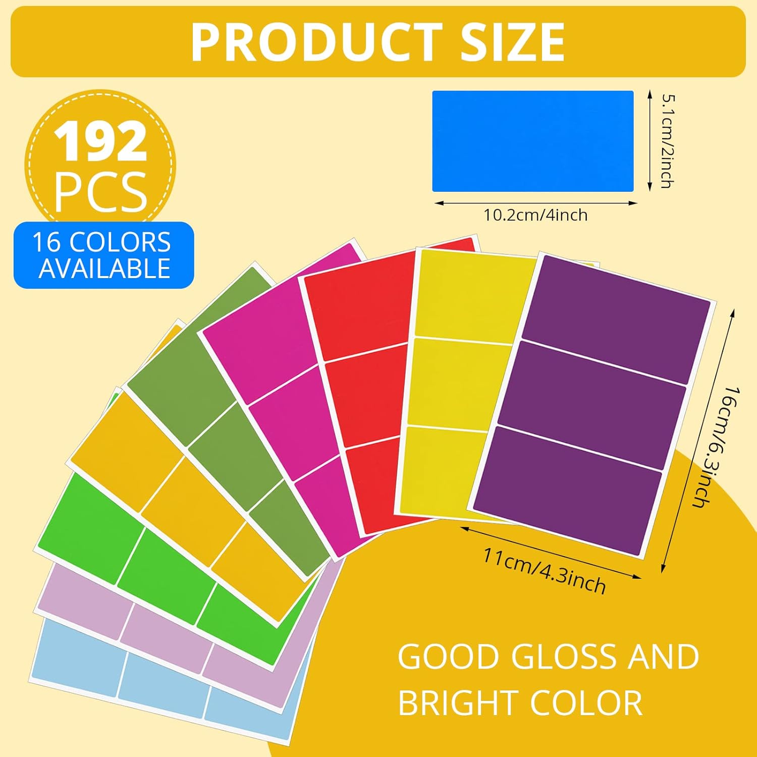 192 Pcs Assorted Color-Coding Label Stickers, 2 x 4 inch Waterproof ...
