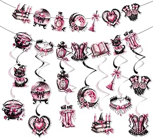 Amazon.com: Pink Gothic Halloween Decorations Set, Pastel Goth Banner ...