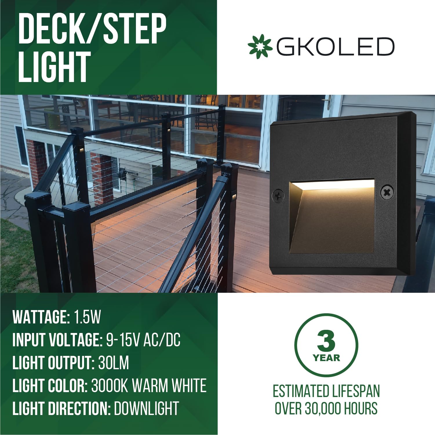 Snapklik.com : GKOLED 6-Pack Slim Square Low Voltage Deck Post Lights