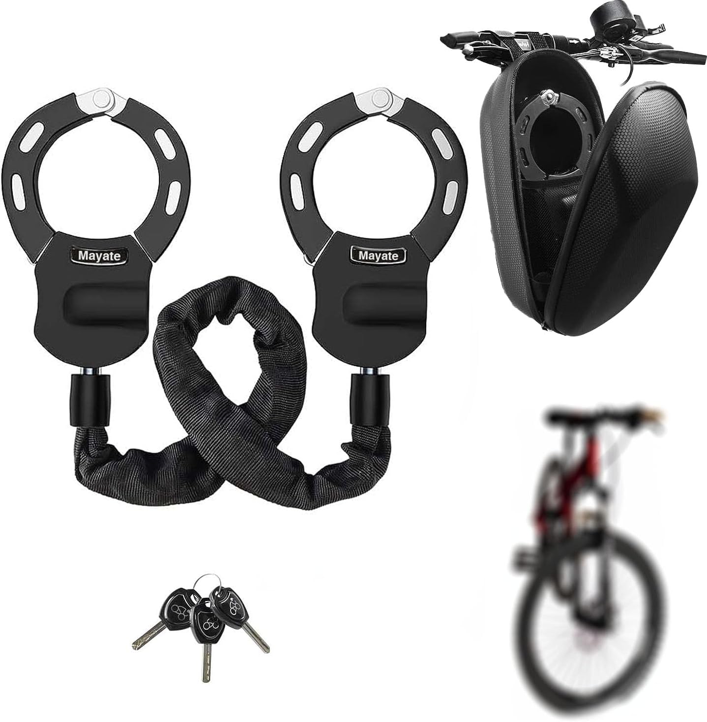 Amazon.com: Generic Heavy Duty Anti-Theft Bike Lock with Key, Black, 60cm to 23.6 inch Chain ...