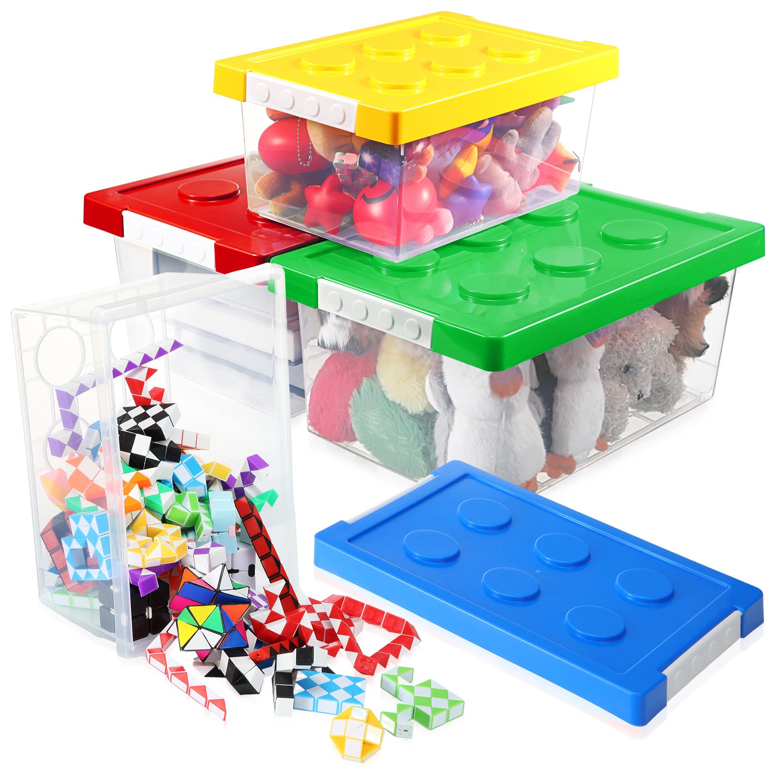 Amazon.com: Vicenpal 4 Pack Building Toy Storage Containers with Lids ...