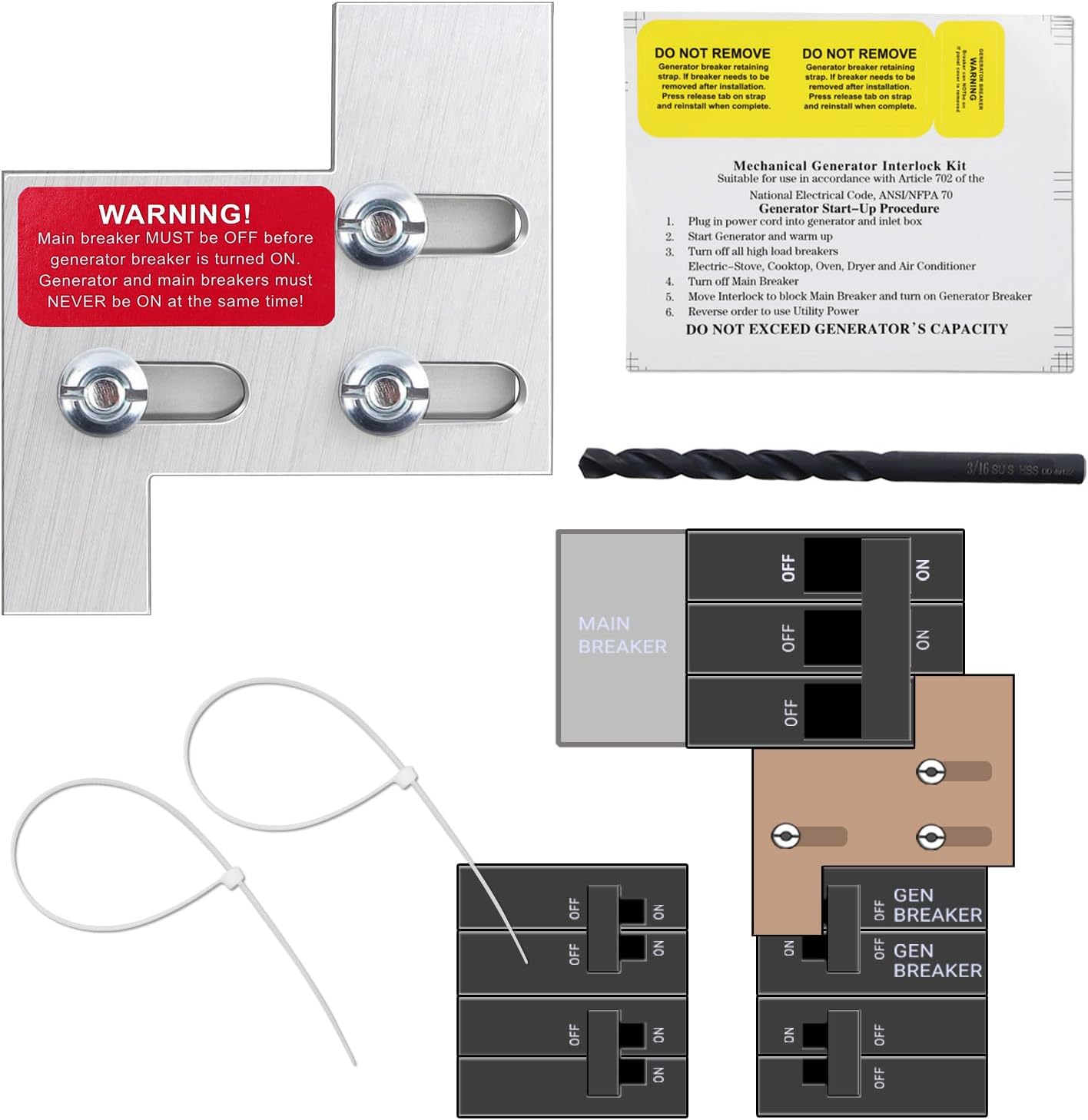 Generator Interlock Kit Compatible with General Electric GE 150 or 200 ...