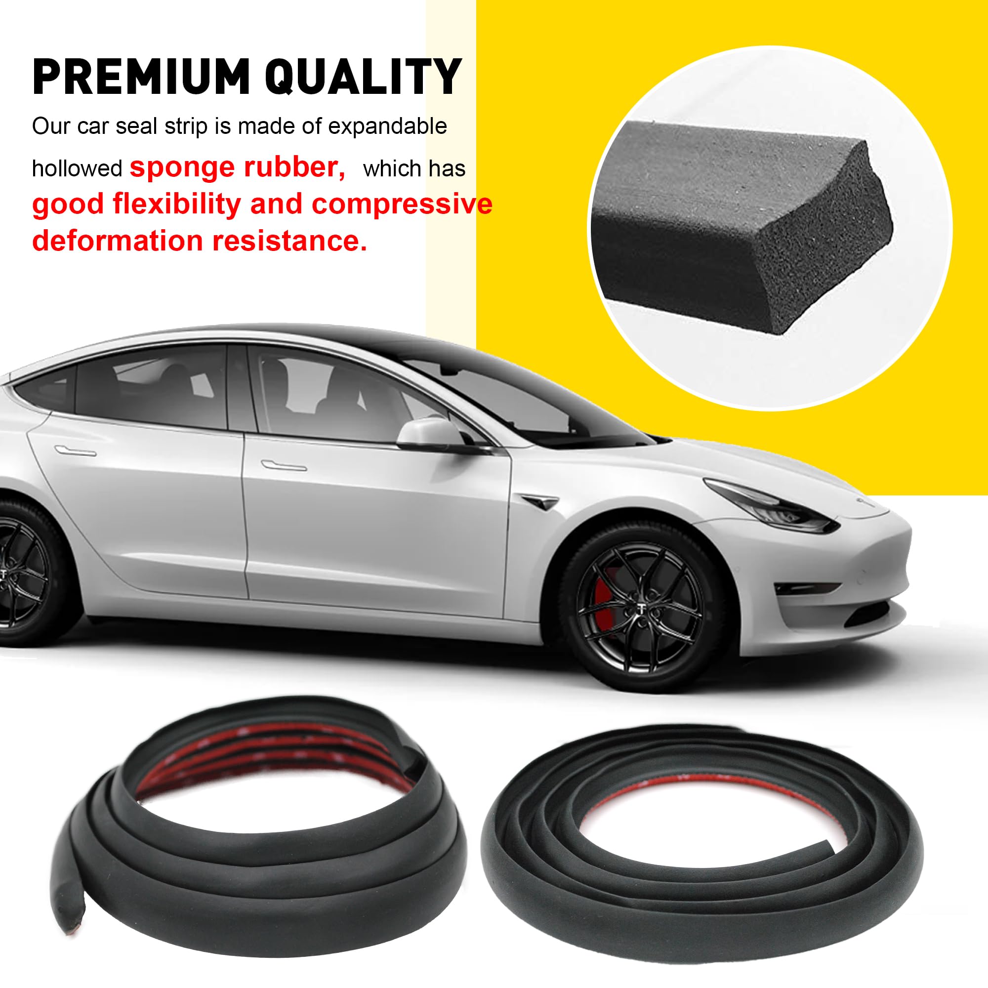 Snapklik.com : Car Weather Stripping For Tesla Model 3, Soundproof Seal ...
