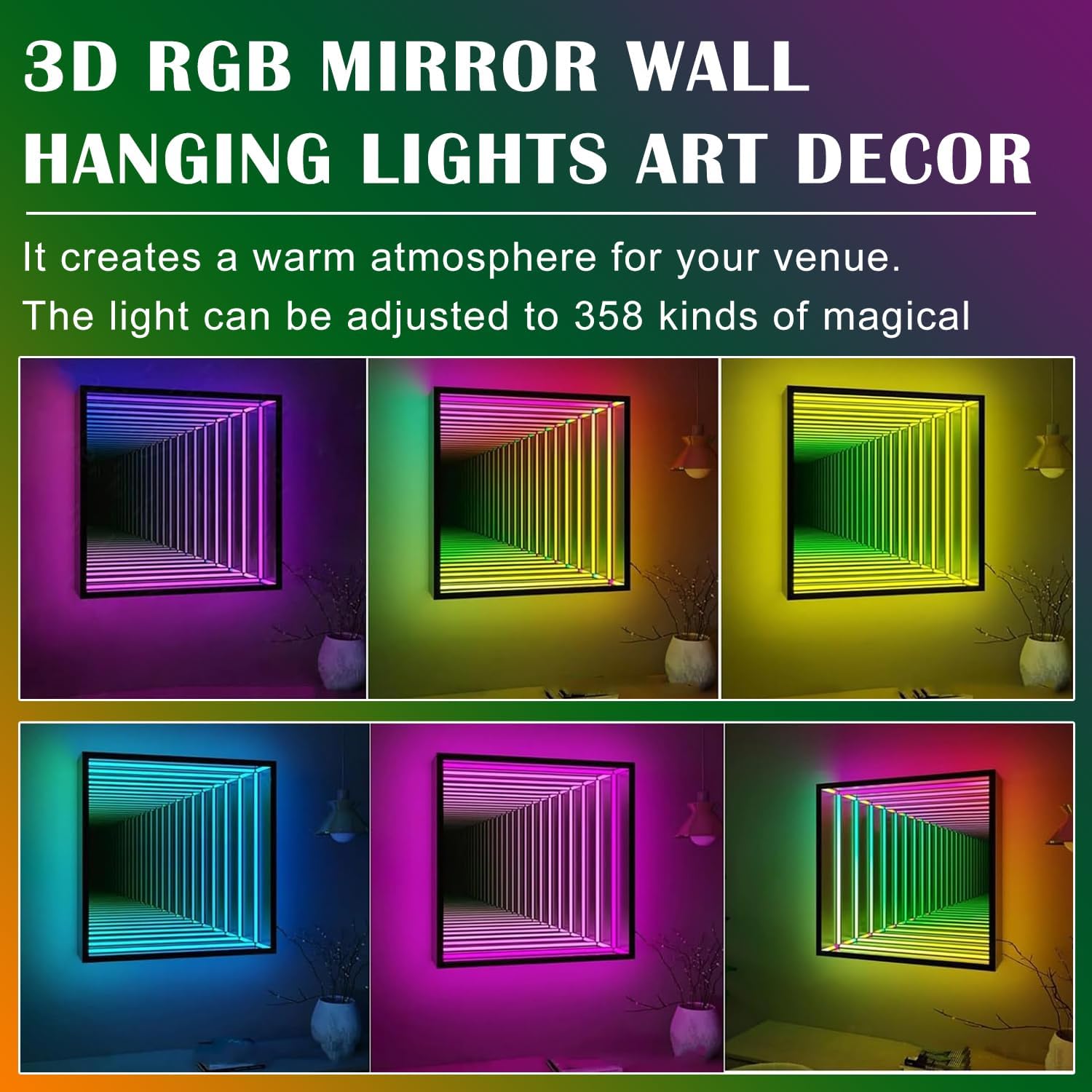 LED Infinity Tunnel Light, RGB Square Wall Lamp, 3D Philippines | Ubuy