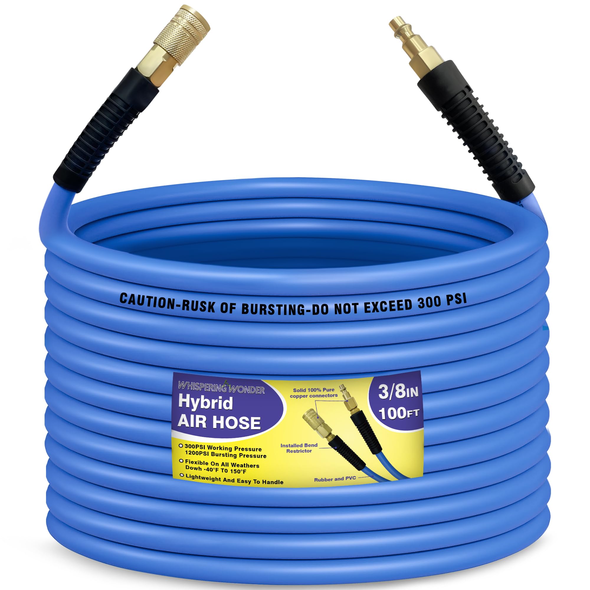 Snapklik.com : Air Compressor Hose 3/8 In X 100 Ft, 300 PSI Heavy Duty ...