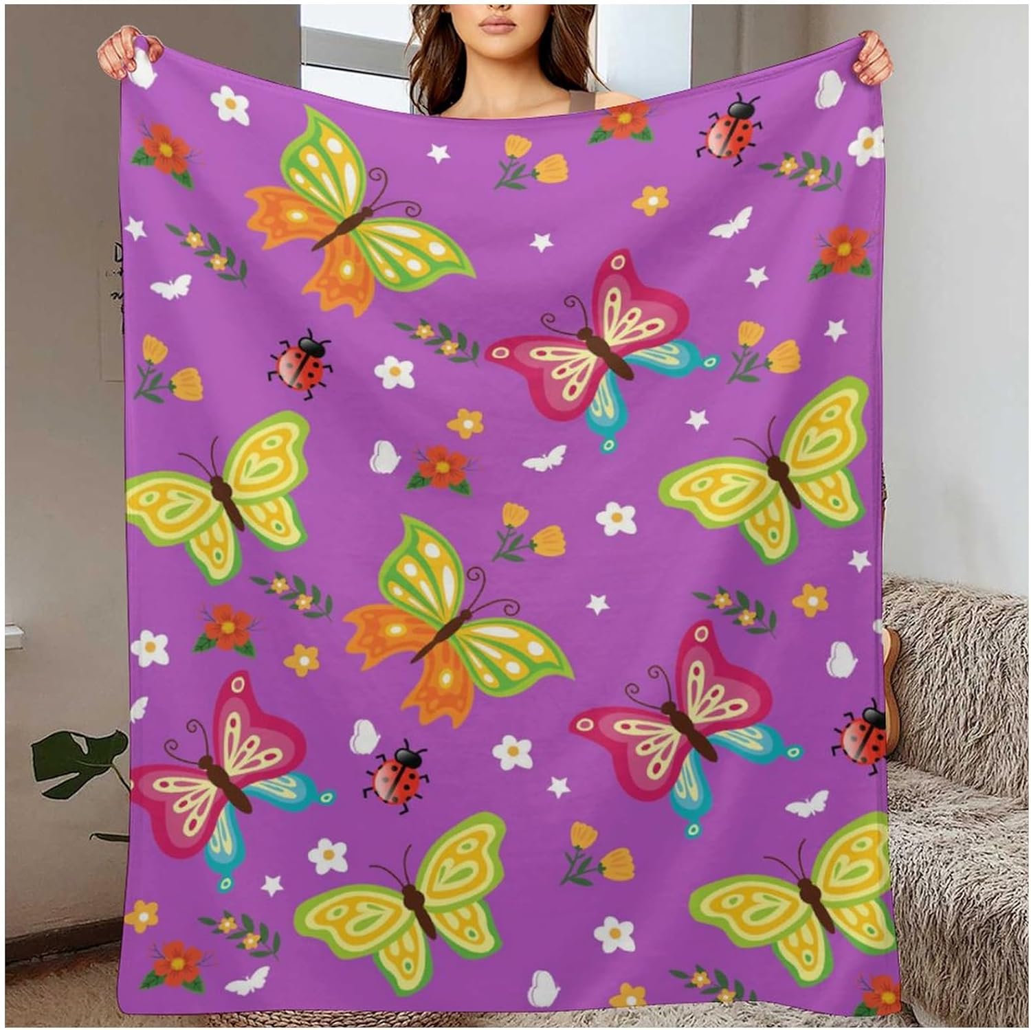 Amazon.com: Butterfly Blanket for Girls Boys, Purple Butterfly Throw ...