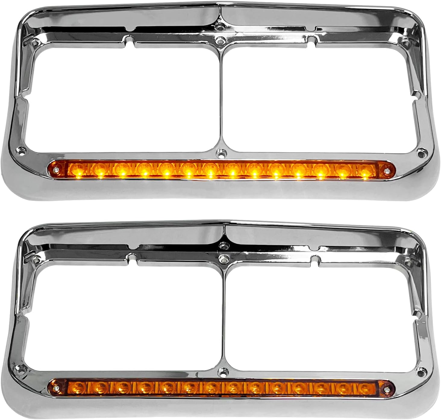 Amazon.com: Grandroad auto Headlight Bezels Chrome w/Visor 12" LED ...