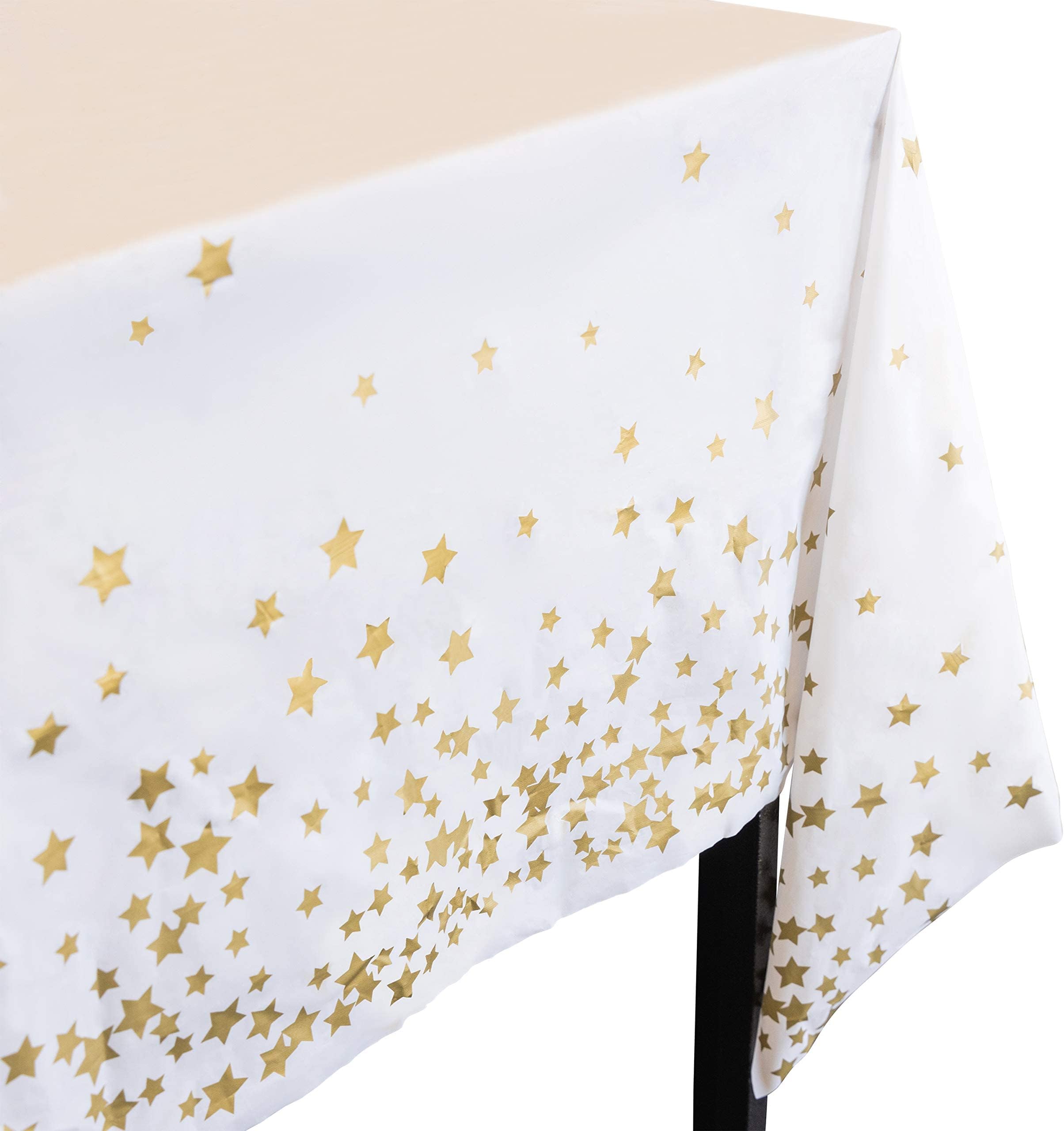 Amazon.com: Plastic Gold Star Tablecloth I 4 Pack - Party Table Cloths ...