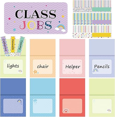 Amazon.com: Zonon Class Jobs Bulletin Board Colorful Class Jobs Pocket ...