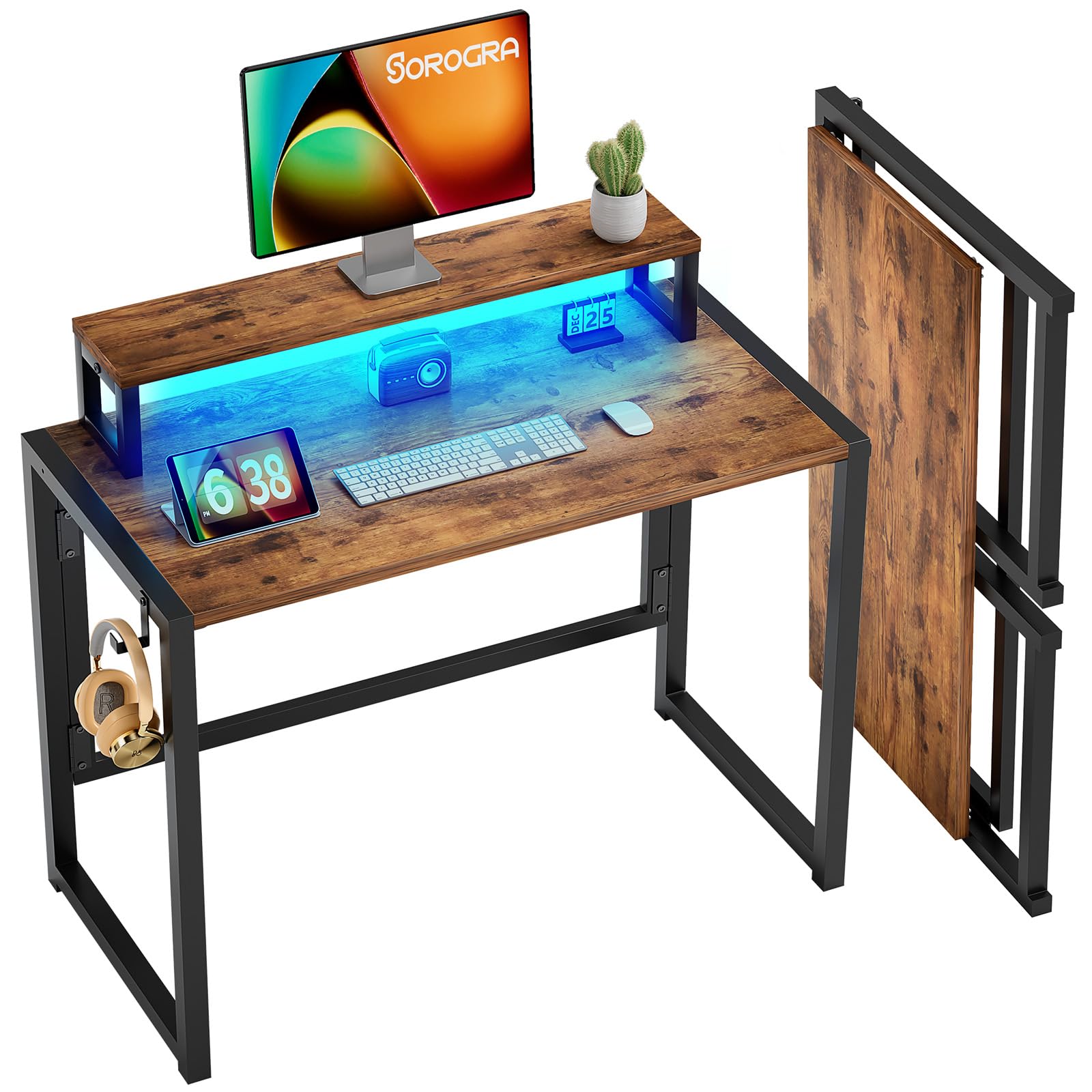 Amazon.com: SOROGRA Small Folding Desk 31.5 Inch, Foldable Computer ...