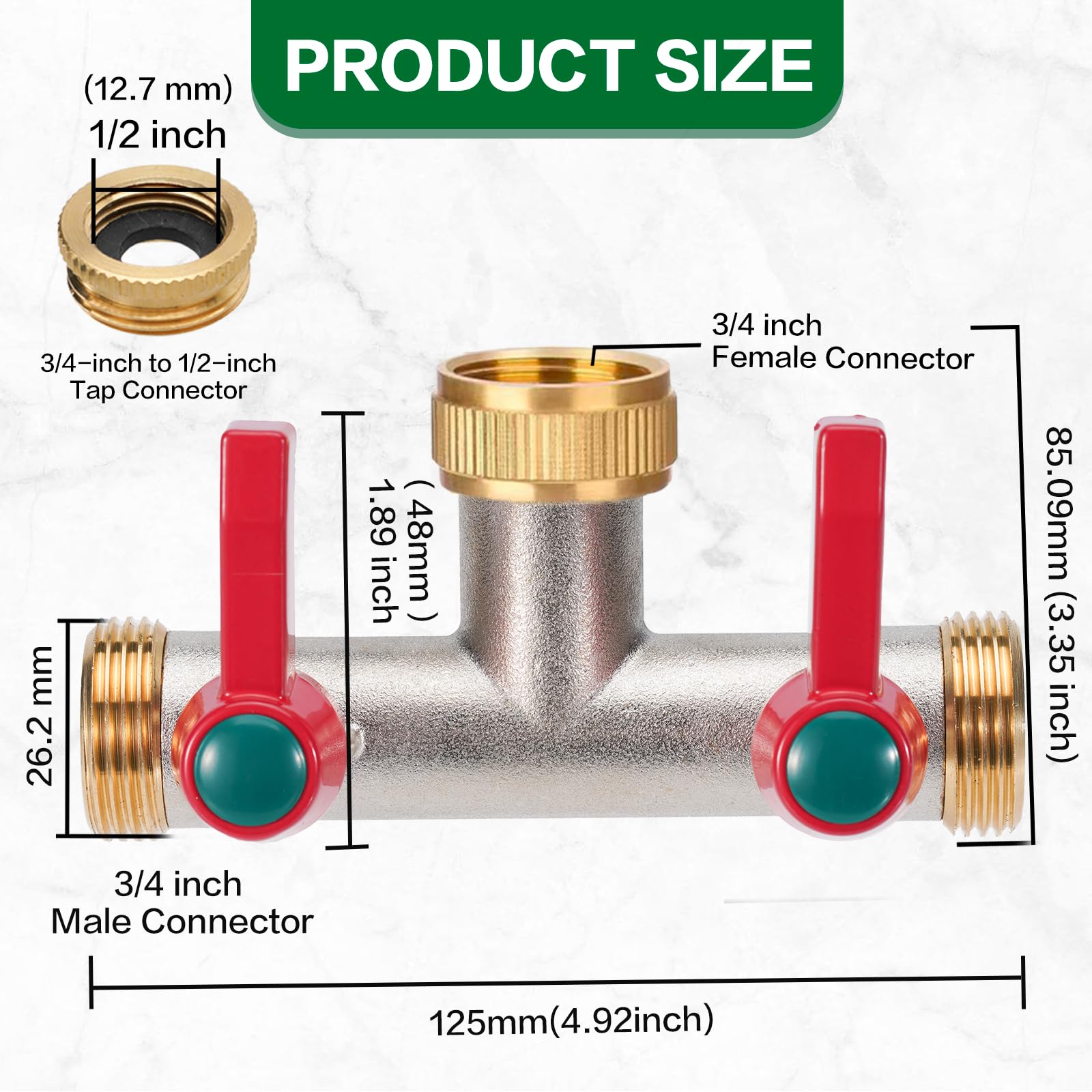 iBamso Garden Hose Splitter, 2 Way Faucet Splitter, Heavy Duty Brass 3/ ...