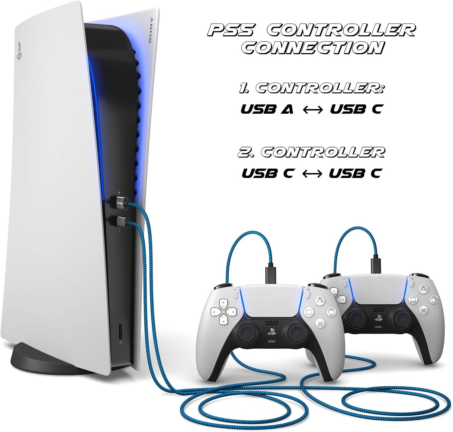 3m Nylon PS5 Charging Cable for Playstation 5 Controller, USB C Cable ...