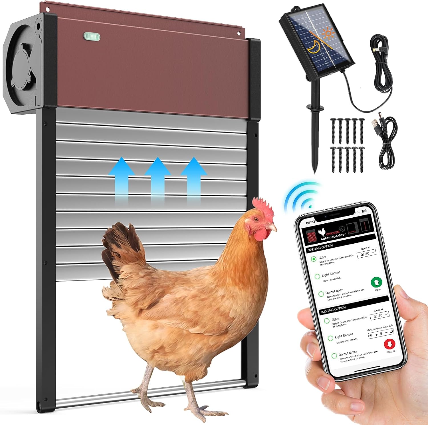 Amazon.com: Automatic Chicken Coop Door, Solar Powered Aluminum Auto ...